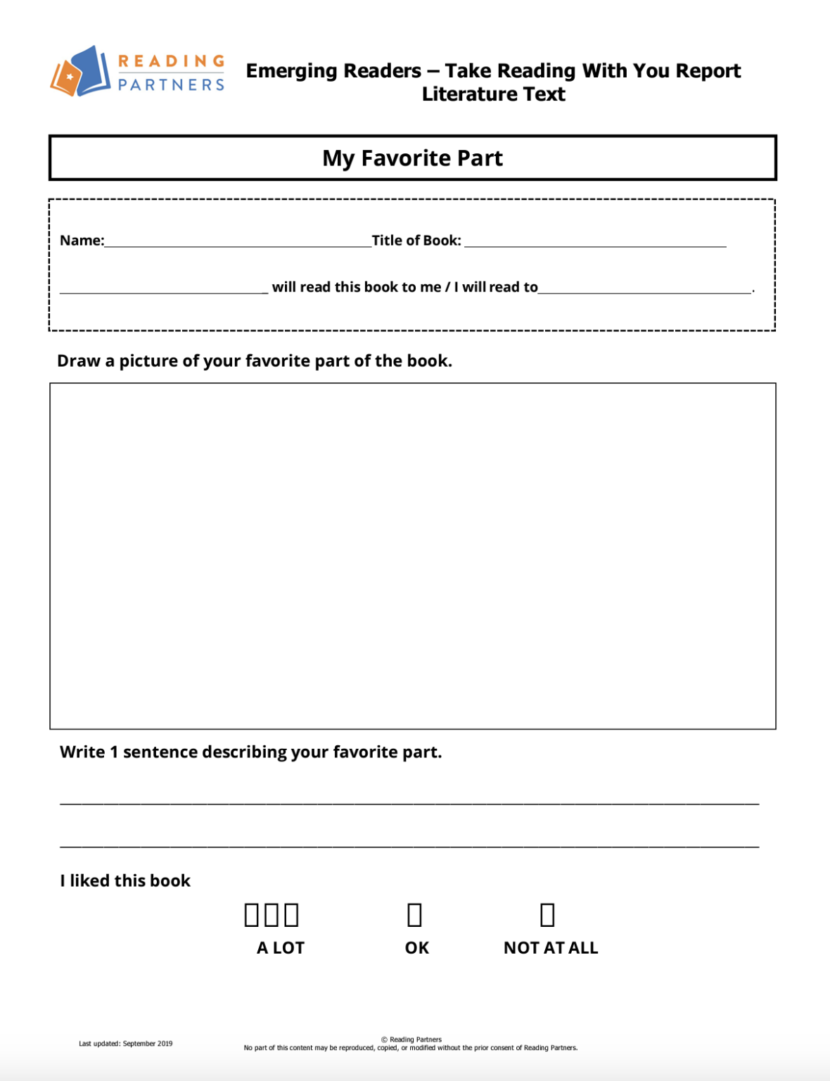 Activity sheets - Reading Partners